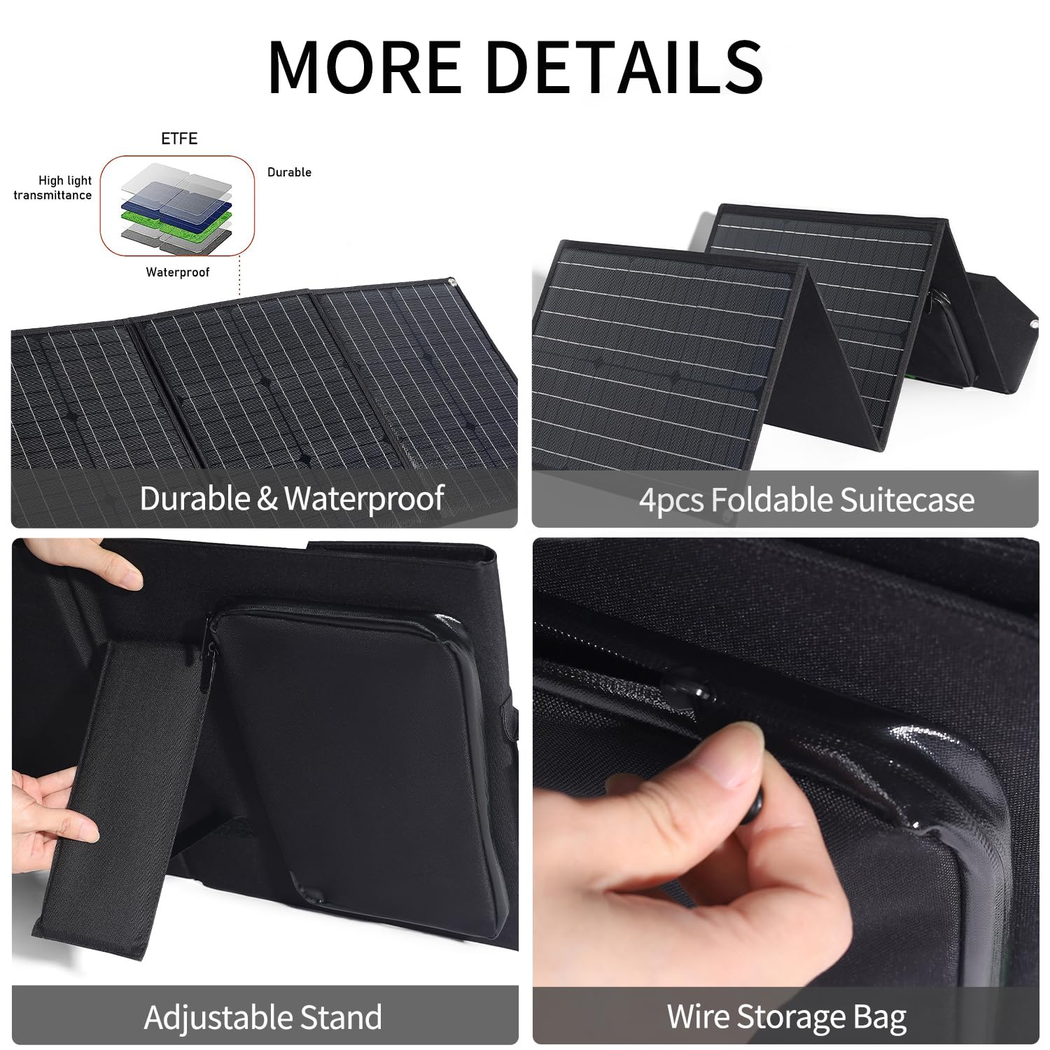 Solar Panel 100W 18 Volt, SUGINEO Portable Solar Panel for Power Station, Foldable 100W Solar Panel Suitcase
