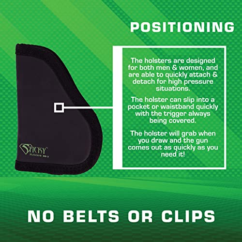 Sticky Holsters Concealment Holsters for Men and Women - MD-2 Medium - Fits Small 9mm's and Similar - for Left and Right-Hand Draw; IWB and Pocket Carry