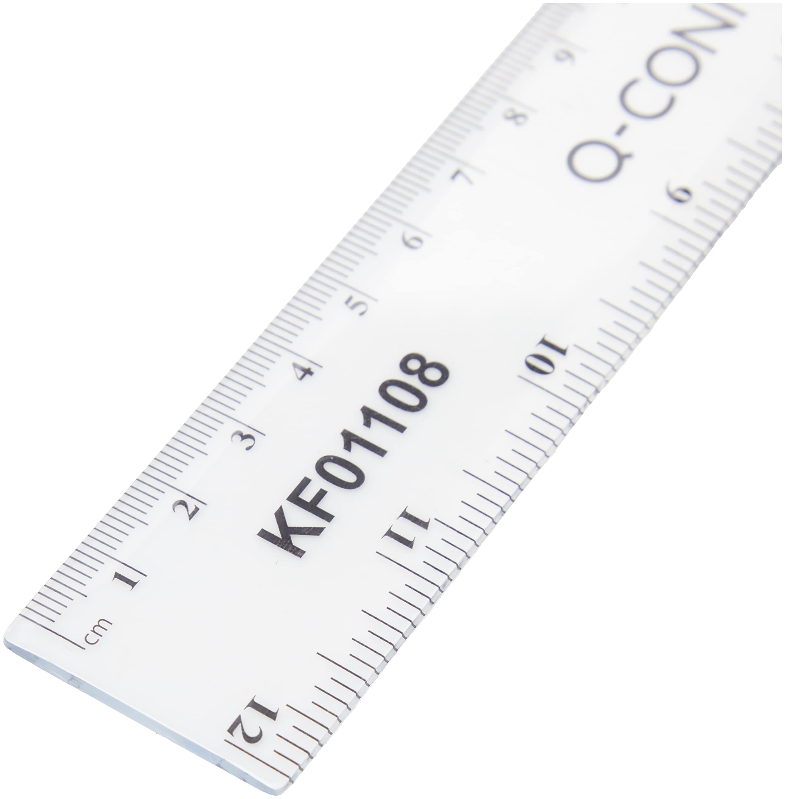Q-Connect Ruler Shatterproof 300mm Clear (Inches on one Side and cm/mm on The Other)