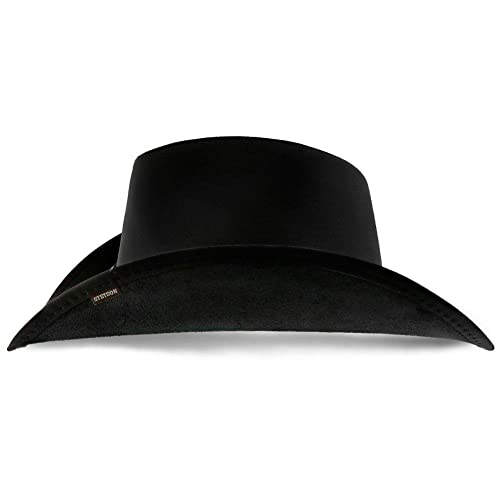 Stetson Men's Roxbury Shapeable Leather Cowboy Western Hat, Black, Small
