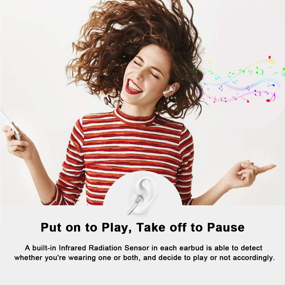 Wireless Earbuds, Bluetooth 5.0 Wireless Earphones Touch Control TWS Wireless Earbuds with Charging Case Bluetooth Earbuds with Built-in Mic, Binaural Calls, for Android/iPhone [USB-C Charge]