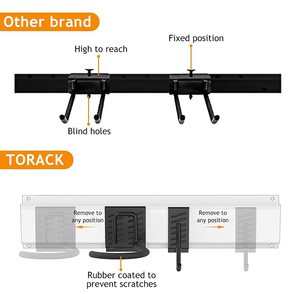 TORACK Bike Storage Rack, 6 Bike Racks & 5 Hooks for Garage, Wall Mount Vertical Bicycles Hanger for Home Space Saving, up to 600lbs, 64-inch