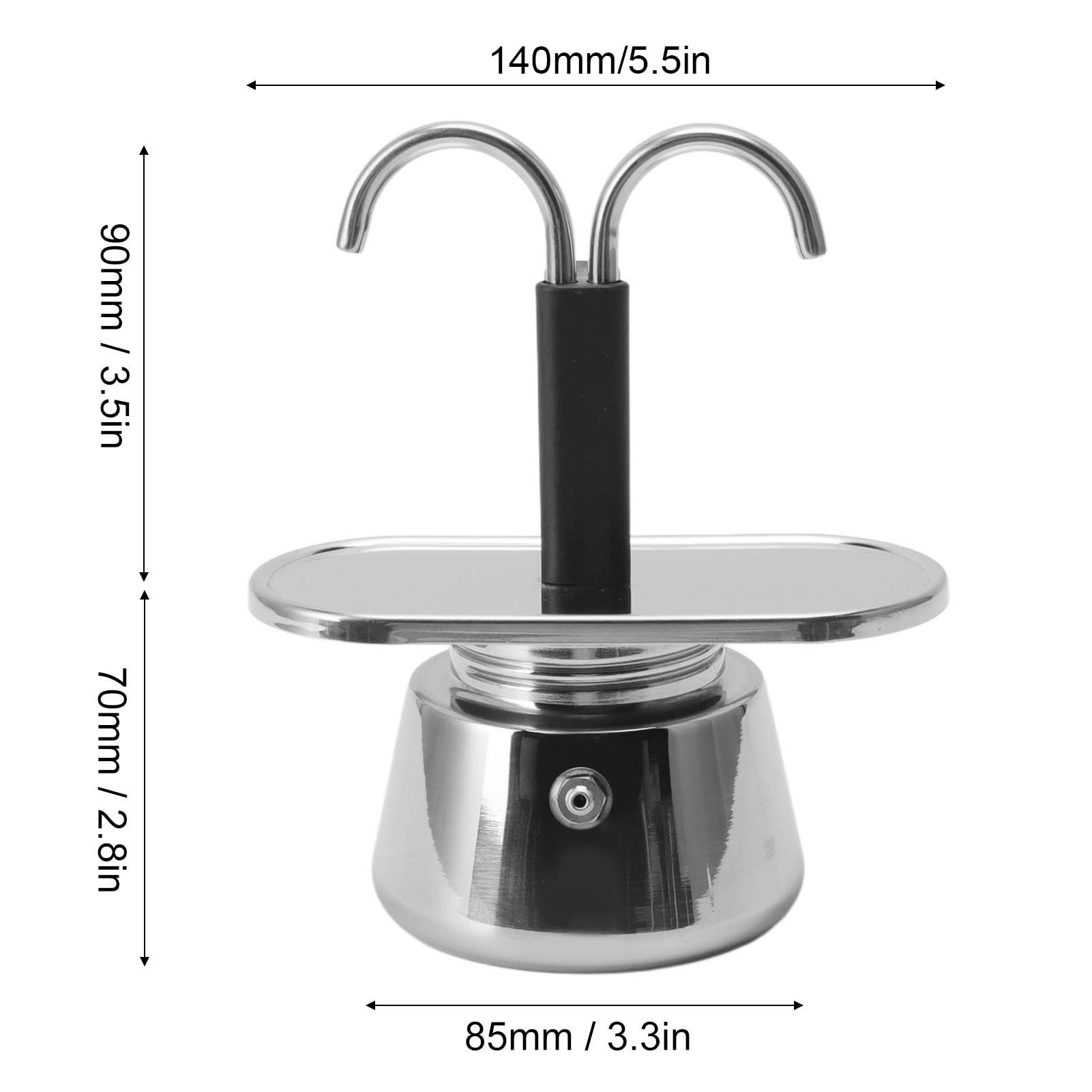 YEmirth 2 Cup Stovetop Espresso Maker, Moka Pot Coffee Maker Classic Italian Coffee Maker Espresso Maker Stovetop 2 Cup 100ML Double Head Stainless Steel, DIY Conduit Coffee Pot