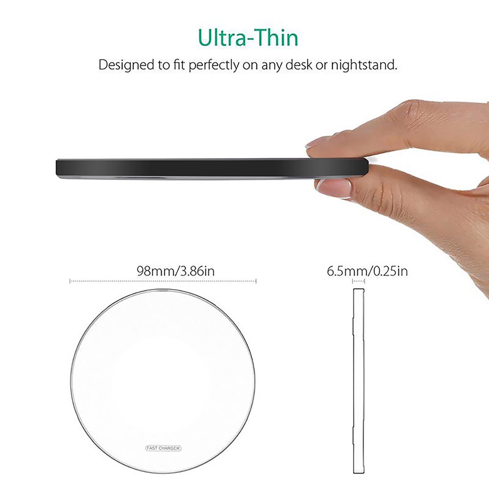 Wireless Charger 20W Max Fast Wireless Charging Pad Compatible with iPhone 11, 12, 13, 14 15 Pro/Pro Max,XS, XS Max, XR, 8 Plus, Air Pods Pro/3/2; for Samsung Galaxy/Note, Galaxy Buds (Black)
