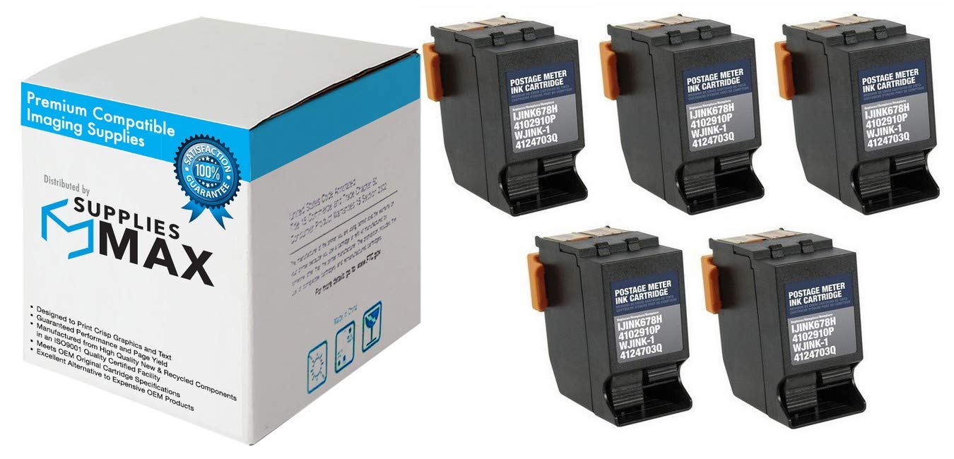 SuppliesMAX Remanufactured Replacement for NeoPost IJ-65/IJ-70/IJ-75/IJ-80/IJ-85/MSL-650 Red Postage Meter Inkjet (5/PK-31500 Page Yield) (300239_5PK)