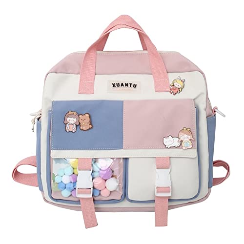 Tote Bag with Accessories Pins for Women Crossbody Shoulder Bag Casual(Pink-64, One Size)