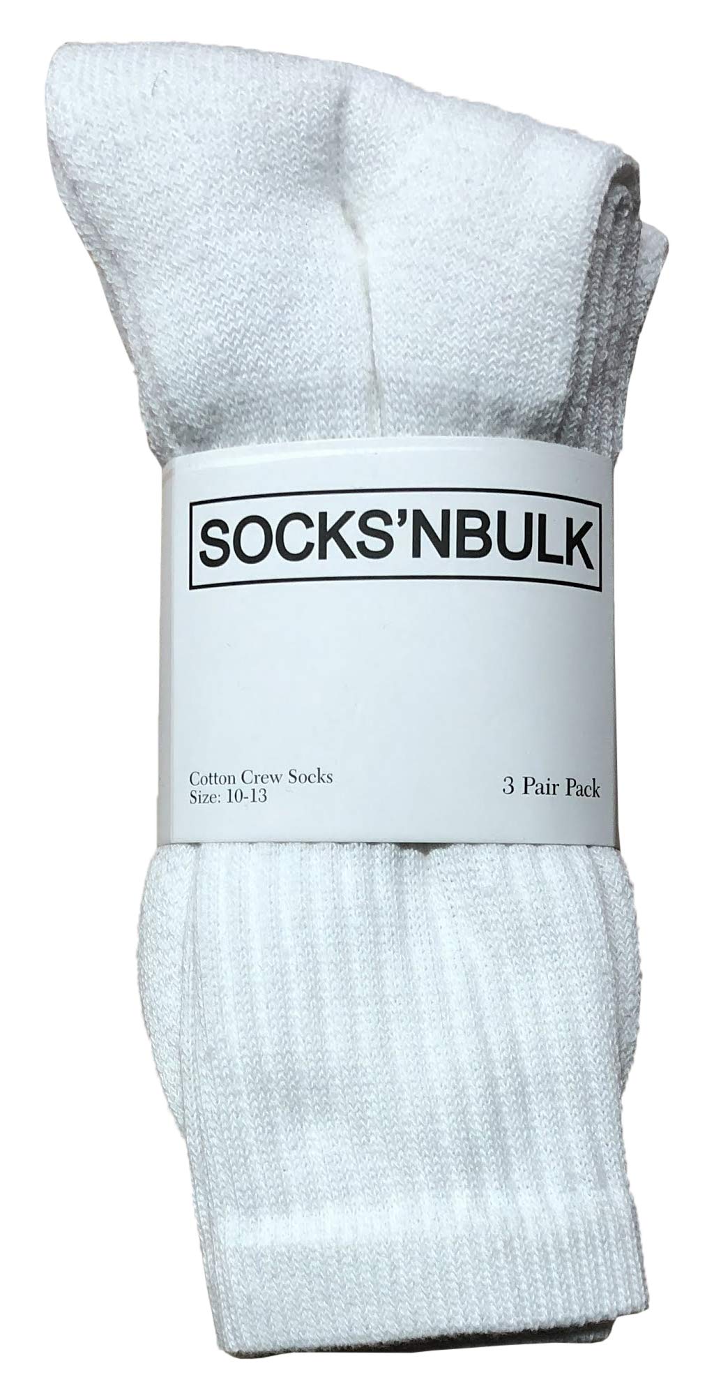 SOCKS'NBULK 60 Pairs Mens Wholesale Bulk Sports Crew Socks, Athletic Socks Case Pack Options (10-13, White)