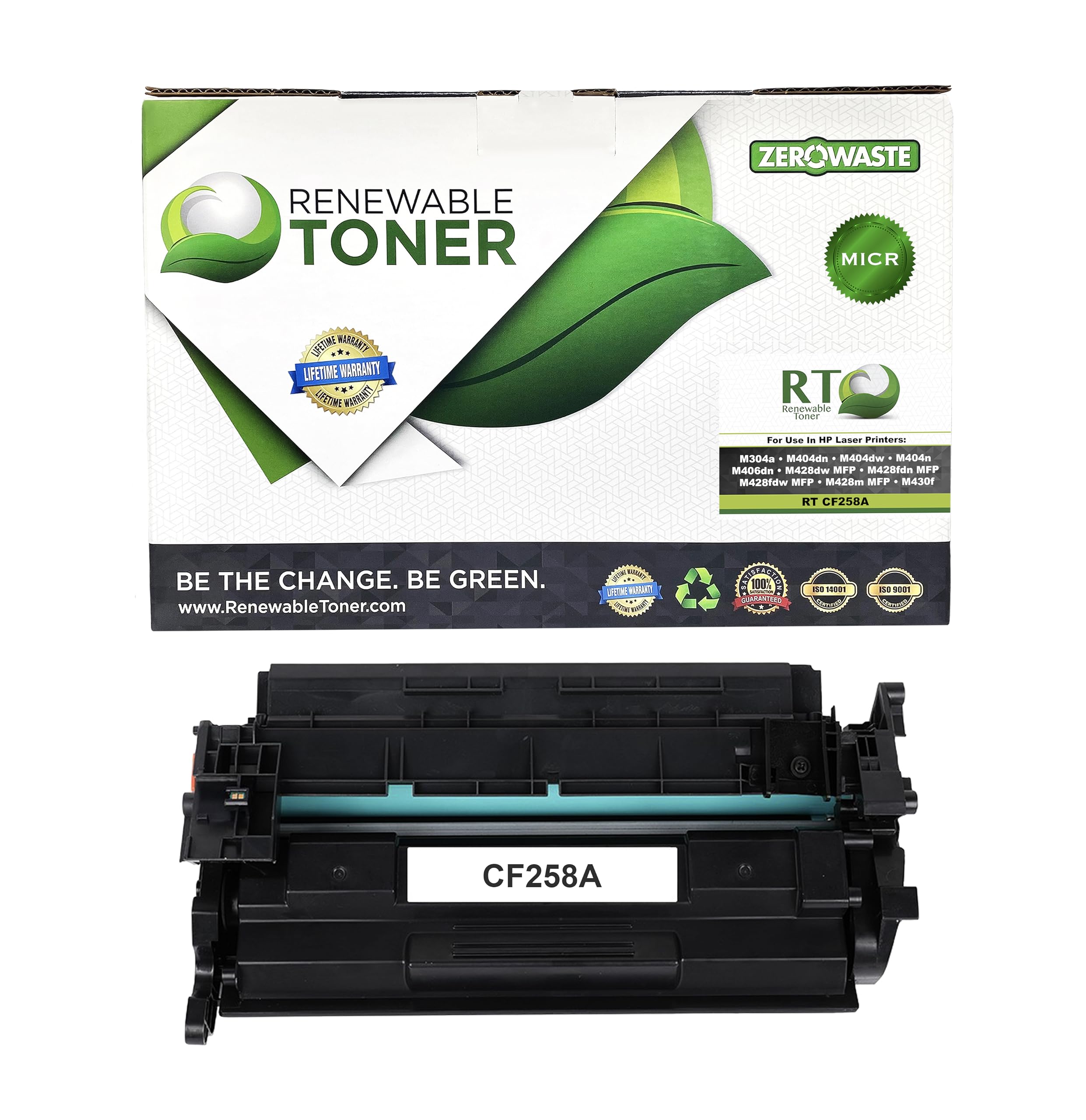 RT Compatible CF258A MICR Ink Replacement for HP 58A | Works with HP Printers M404dn M404dw M404n M406dn M428dw MFP M428fdn M428fdw MFP M430f Check Printer (with Bypass Chip)