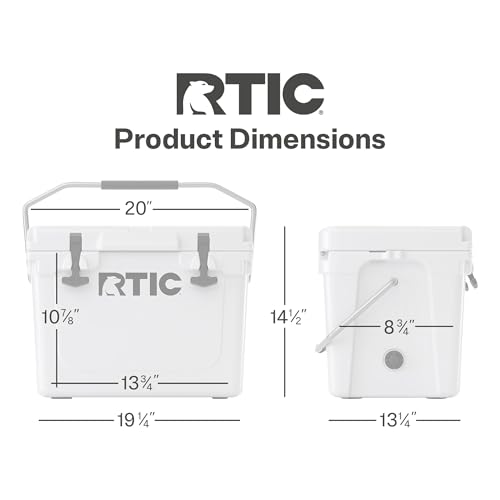 RTIC 20 QT Ultra-Tough Cooler Hard Insulated Portable Ice Chest Box for Beach, Drink, Beverage, Camping, Picnic, Fishing, Boat, Barbecue, Tan