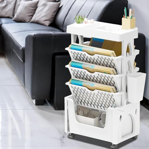 Storage Rolling Cart, 5 Tiers Moving Cart, Foldable Utility Cart, Multifunctional Rolling Drawer Cart, Removable Rolling Storage Trolley with Wheels, Mobile Storage Organizer, Storage Cart for Books
