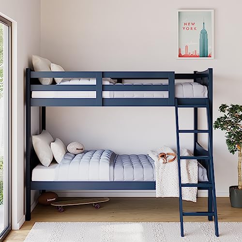 Storkcraft Caribou Twin-over-Twin Bunk Bed (Navy) β GREENGUARD Gold Certified, Converts to 2 individual twin beds
