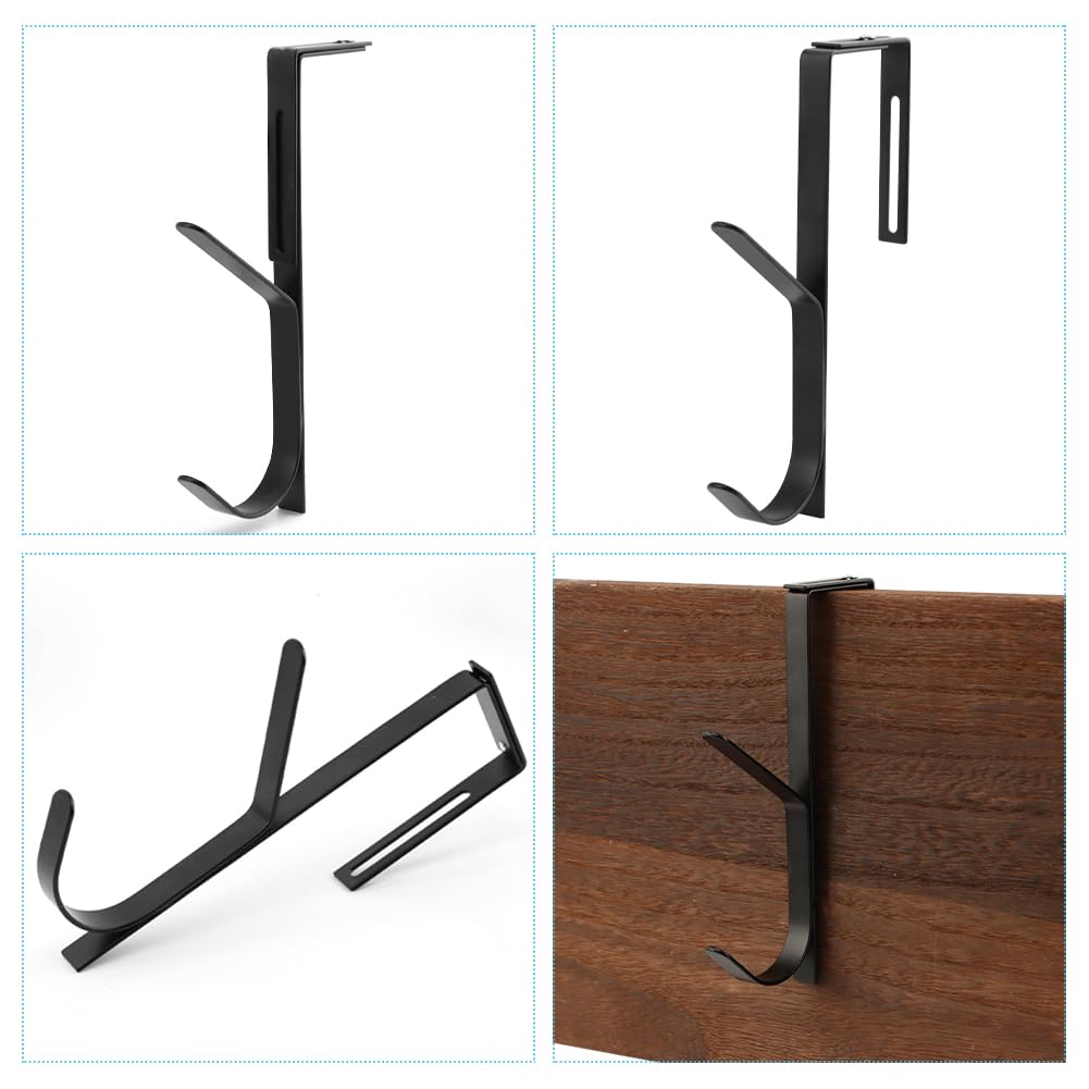 SKQOUI Over The Door Hook, Over The Door Key Coat Hook 4pcs with Screwdriver Adjustable Width, Hanger Holder for Coat Robe Hat Clothe Towels Hanging, Bathroom Organizer Towel