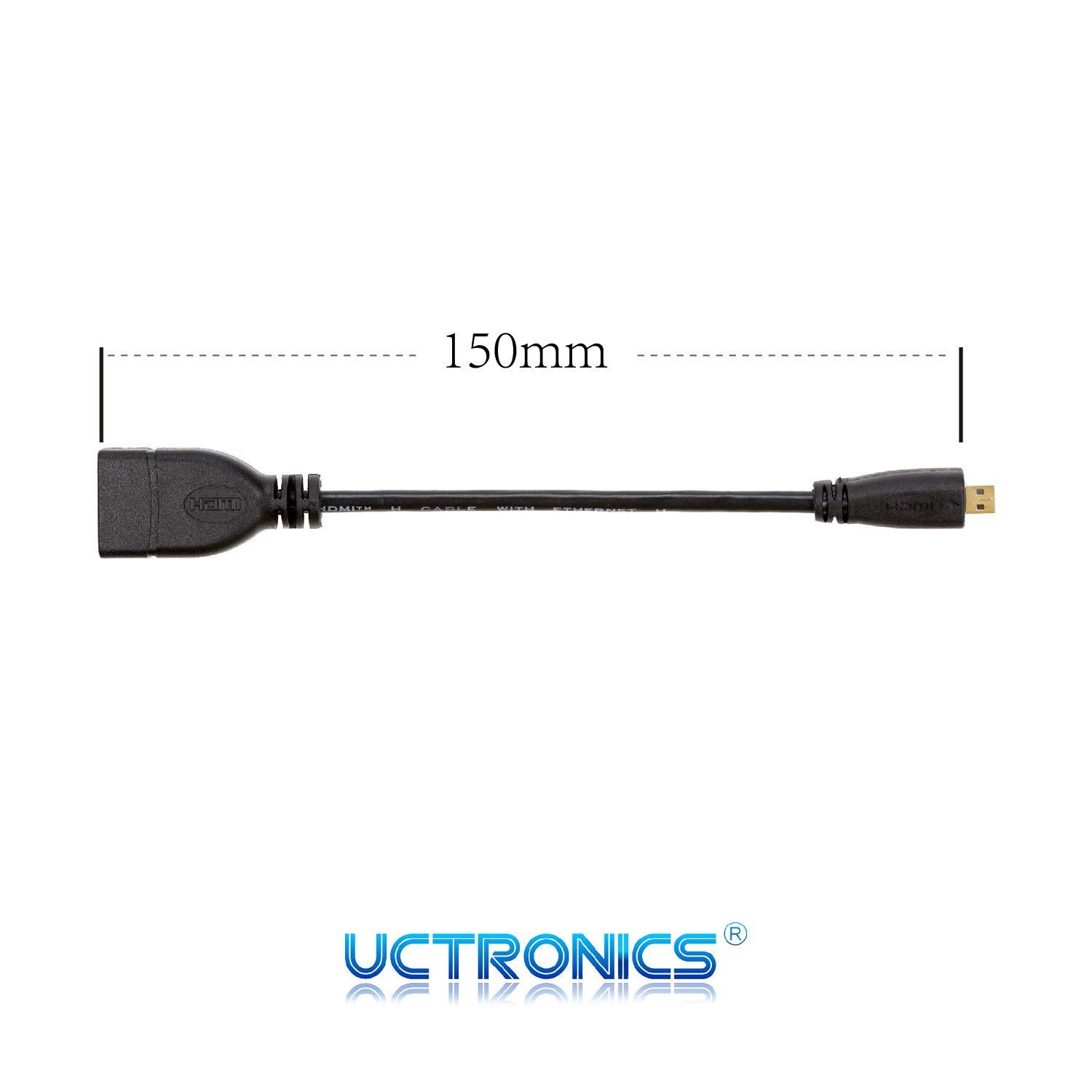 UCTRONICS Micro HDMI to HDMI Cable for Raspberry Pi 4 B, 6 Inch Micro-HDMI Male to HDMI Female Adapter Cable 15cm [2 Pack]
