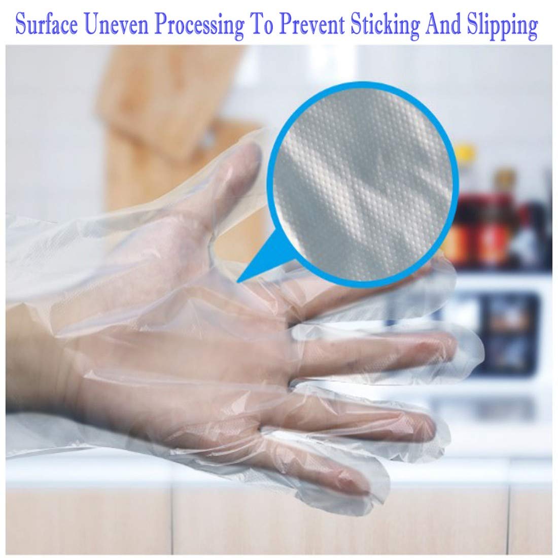 TOPtoper 500 Pack PE Clear Food Service Gloves for Food Prep Kitchen Food Service, Large Size (Large)