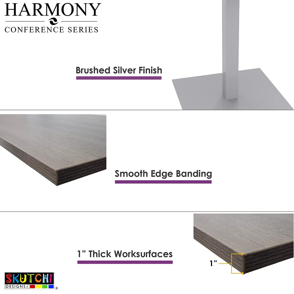 SKUTCHI DESIGNS INC. 5 Ft Small Racetrack Meeting Table with Power and Data Module | Harmony Series | 6 Person Conference Room Table | Sea Salt