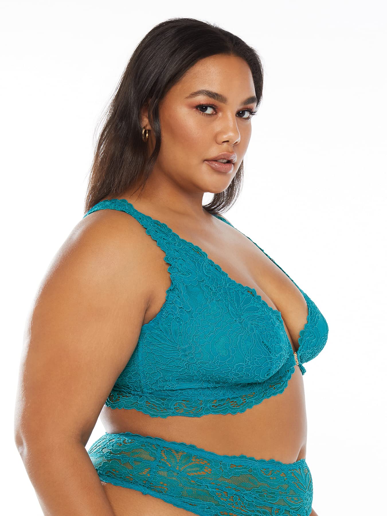 Savage X Fenty, Women's, Romantic Corded Lace Front-Closure Bralette, Laidback Blue, 2X
