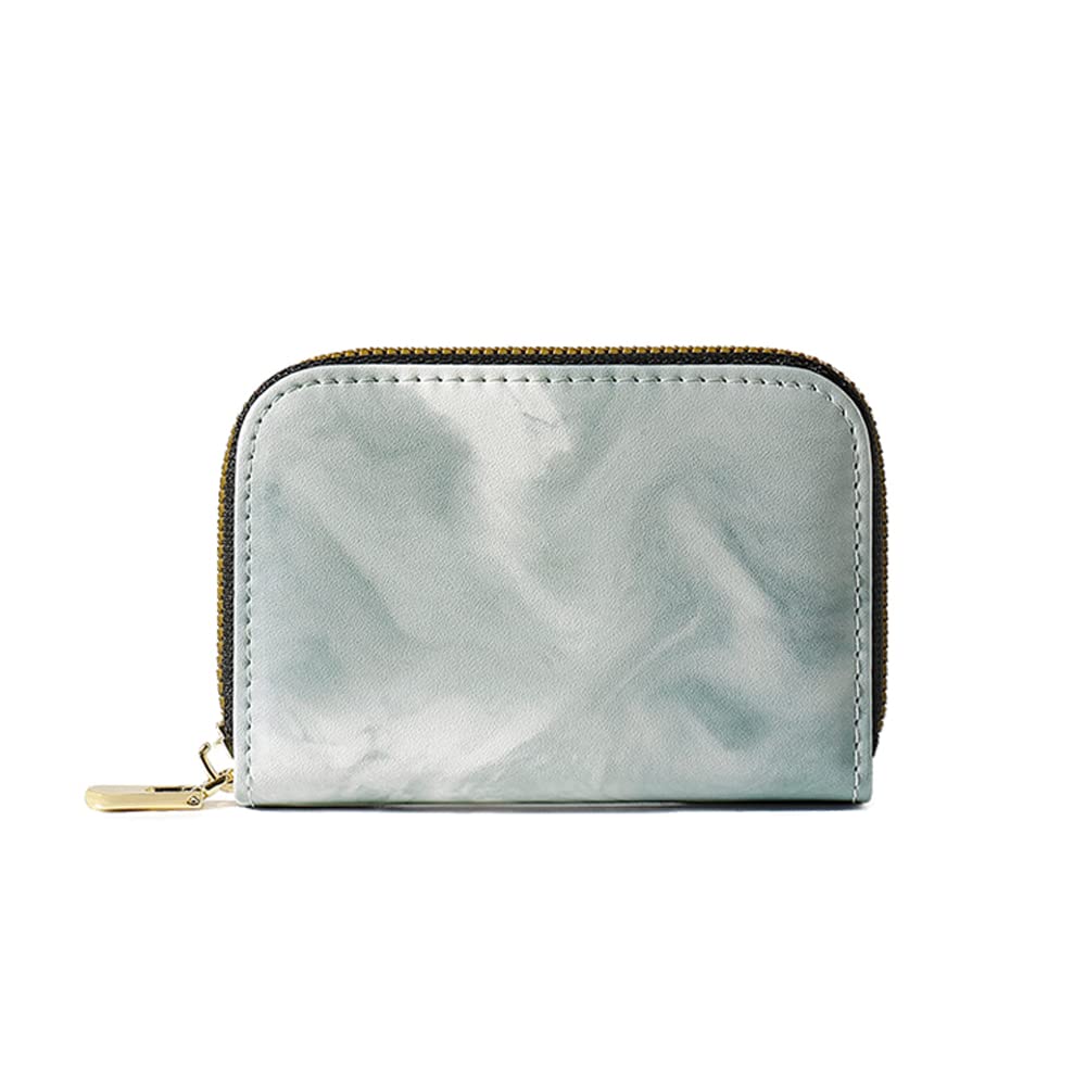 Small Tie Dye PU Leather Credit Card Wallet, Zipper Card Cases Holder for Women (Black)