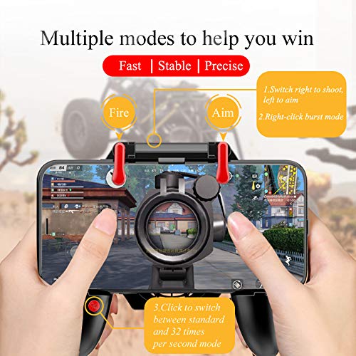 Uberwith 32 Shots per Second PUBG Trigger Mobile Controller, Gaming Grip with Portable Charger Cooling Fan,for PUBG/Fortnite/Rules of Survival L1R1 Mobile Game Trigger Joystick for Android iOS Phone