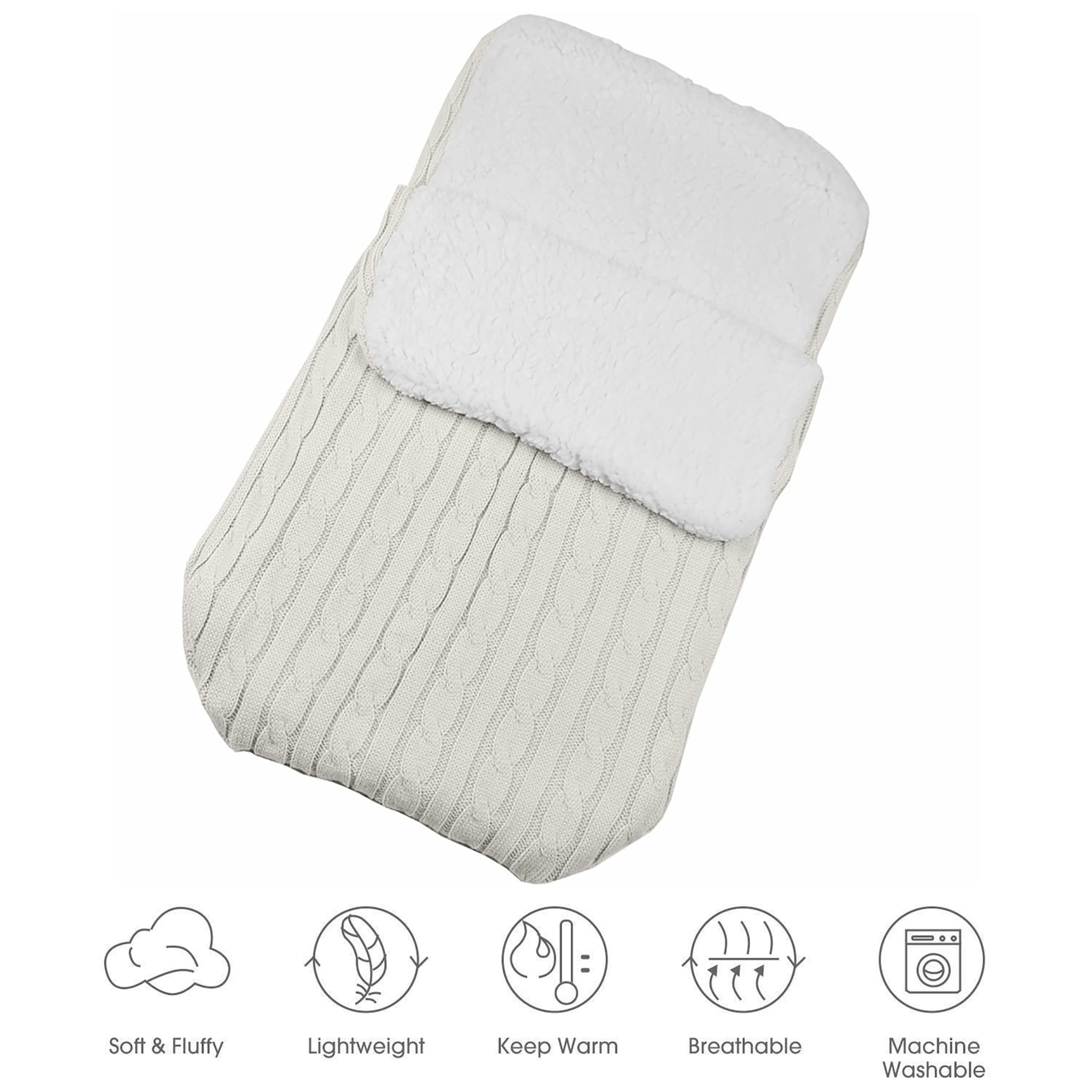 Uheng Newborn Baby Swaddle Blanket Wrap, Unisex Infant Toddler Kids Knit Soft Warm Fleece Sleeping Bag