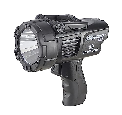 Streamlight 44911 Waypoint 400 Rechargeable 1400-Lumen Long Range Pistol-Grip Spotlight with 120V AC Charger and Polymer Holder/Mount, Black