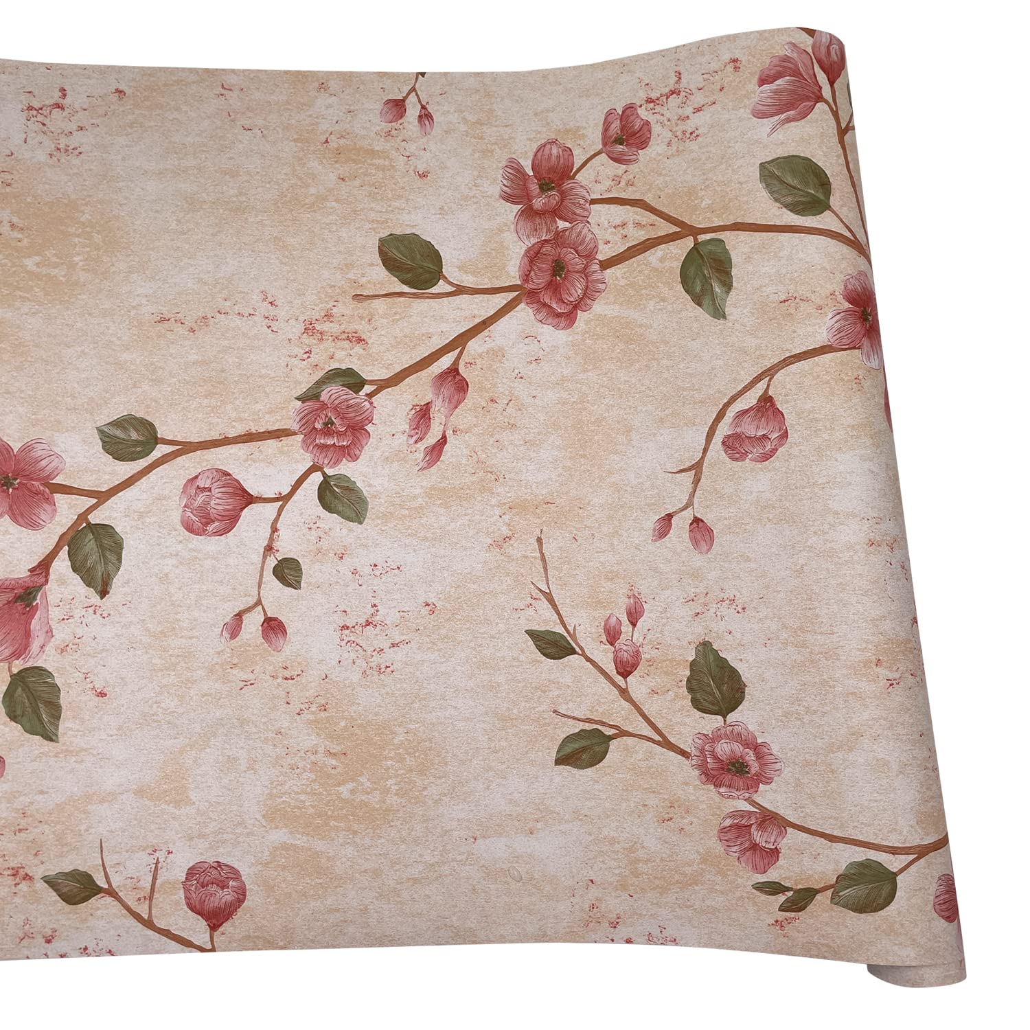 Yifasy Drawer Shelf Liner Rustic Floral Self-Adhesive Furniture Inner Lining Paper Sheet Removable Wallpaper Roll 118x18 Inch
