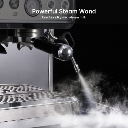 Zstar Espresso Machine with Milk Frother and Grinder, 15 Bar Automatic Espresso Coffee Machine All In One Coffee Maker with Italian ULKA Pump, 2.5L Water Tank, Brushed Stainless Steel for Home Office