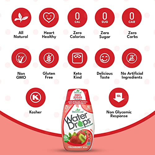 SweetLeaf Water Drops - Strawberry Kiwi Water Enhancer, Sugar Free Sweet Leaf Stevia Water Flavoring Drops, 1.62 Oz Ea (Pack of 2)