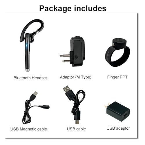 Walkie Talkie Bluetooth Headset PTT with Noise Cancelling Mic 2 Pin Wireless Earpiece Compatible with Motorola GP68 CP200 GP88 walkie talkies Radio HB-6A