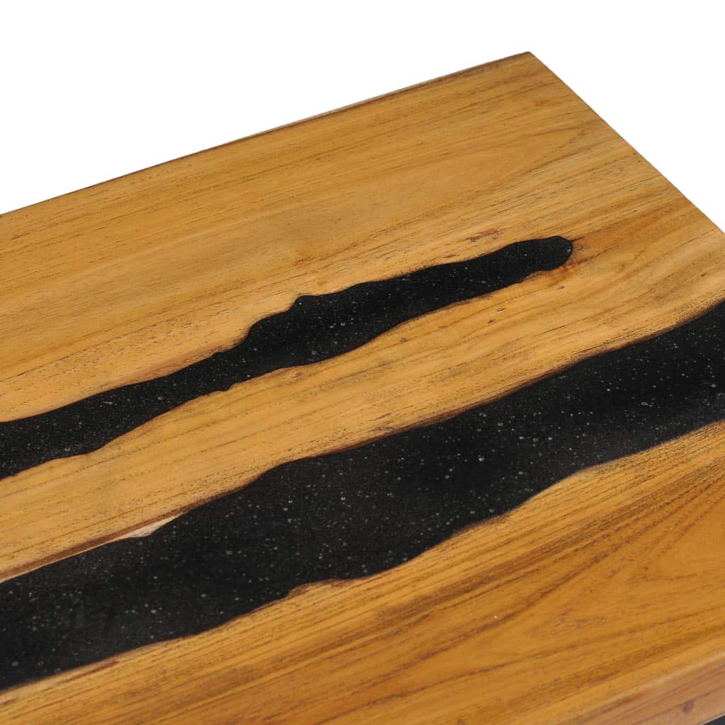 QJBSAVVA Coffee Table 39.3"x19.6"x15.7" Solid Teak Wood and Lava Stone,Industrial Tables Floor Standing Table Cocktail Table Suitable for Meeting Rooms, Reception Rooms, Offices