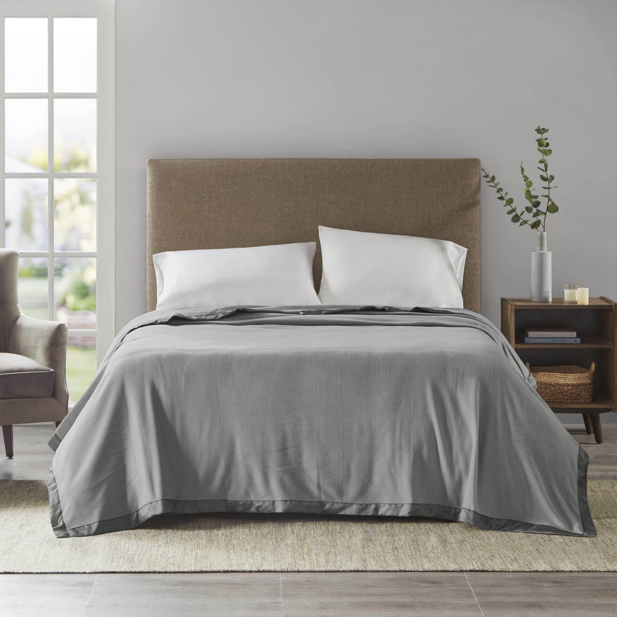 Sleep Philosophy True North Micro Fleece Luxury Premium Soft Cozy Mircofleece Blanket for Bed, Couch or Sofa, Full/Queen, Grey