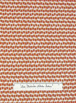 Strong-Store Moda Halloween Fabric - Pumpkin Party Deb Strain Candy Corn Stripe White Yard 100% Cotton.