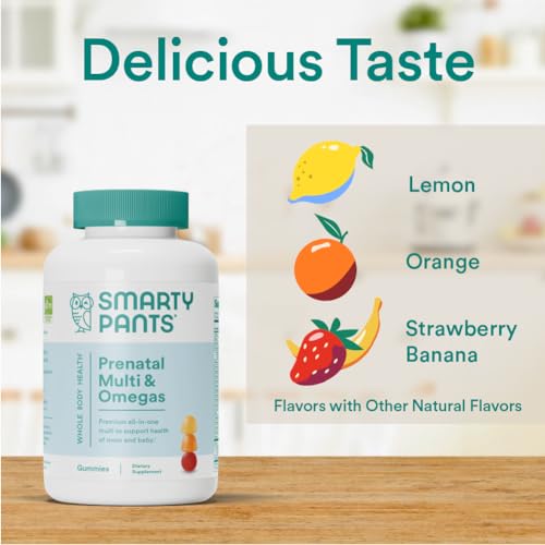 SmartyPants Prenatal Vitamins for Women, Multivitamin Gummies: Omega 3 Fish Oil (EPA/DHA), Biotin, Methylfolate, Vitamin D3, C, Vitamin B12, B6, Vitamin A, K & Zinc, 80 Count (20 Day Supply)
