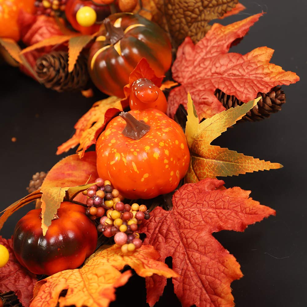 wonuu Fall Wreaths for Front Door 22 Inch Home Wall Decor Handcrafted Boxwood Base for Halloween Thanksgiving Day Autumn