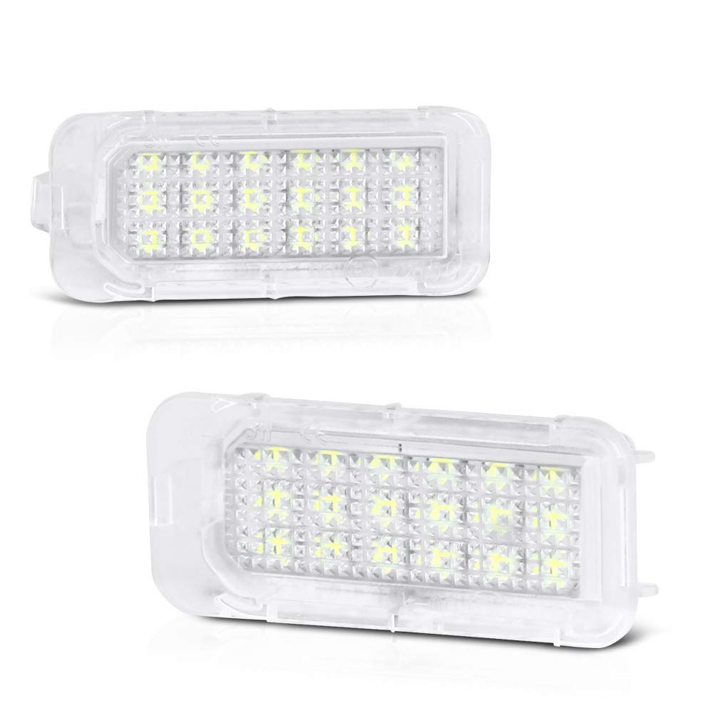 VIPMOTOZ Full LED License Plate Light Tag Lamp Assembly Replacement Pair For Ford Explorer Expedition Fiesta Escape Fusion Lincoln MKC - 6000K Diamond White, 2-Piece Set