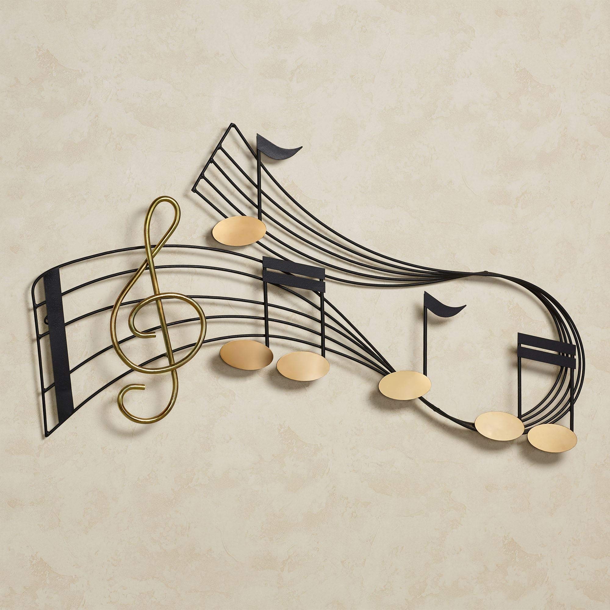 Touch of Class Rhythm Metal Wall Sculpture - Black, Gold - Hanging Music Studio Art - Musical Aesthetic for Bedroom, Living Room, Music Studio, Classroom, Office, Entryway