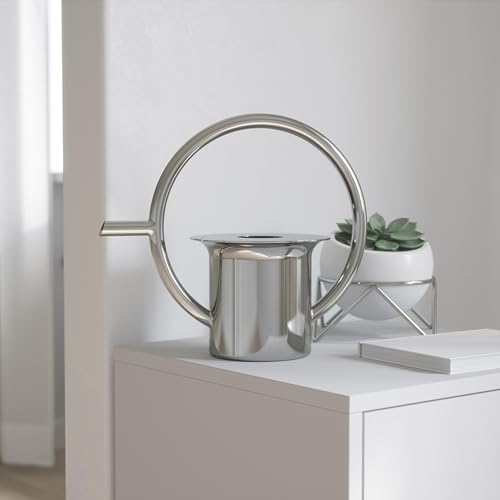Umbra Quench Stainless Steel Watering Can, Pot for Outdoor or Indoor Plants, Medium