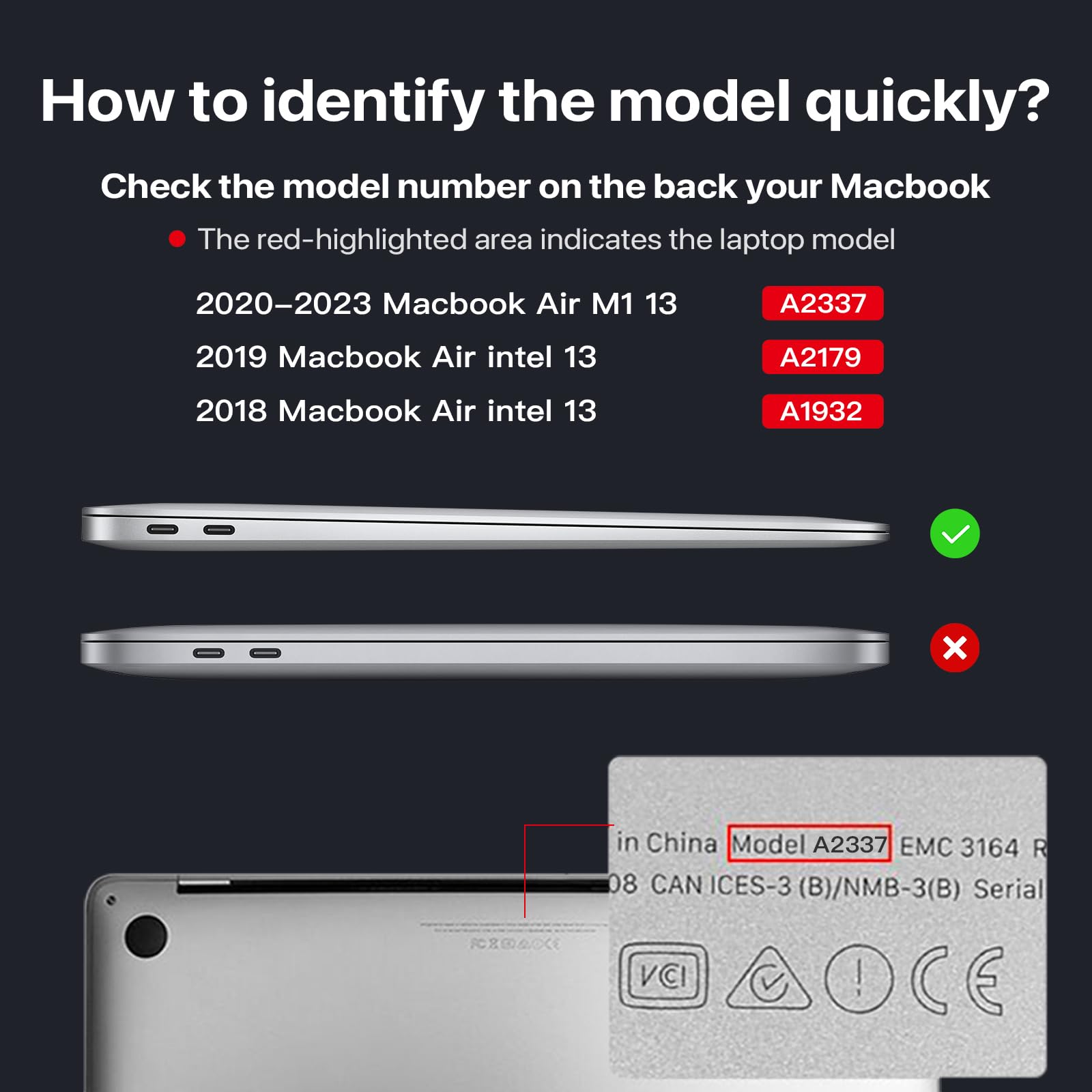 Soonjet Invisible Armor Compatible for Macbook Air 13 inch Case M1 2020 2019 2018 [Sturdy & Durable] [ Shockproof Protector ] Protective Hard Shell Cover for Laptop A2337 A2179 A1932 - Matte Clear