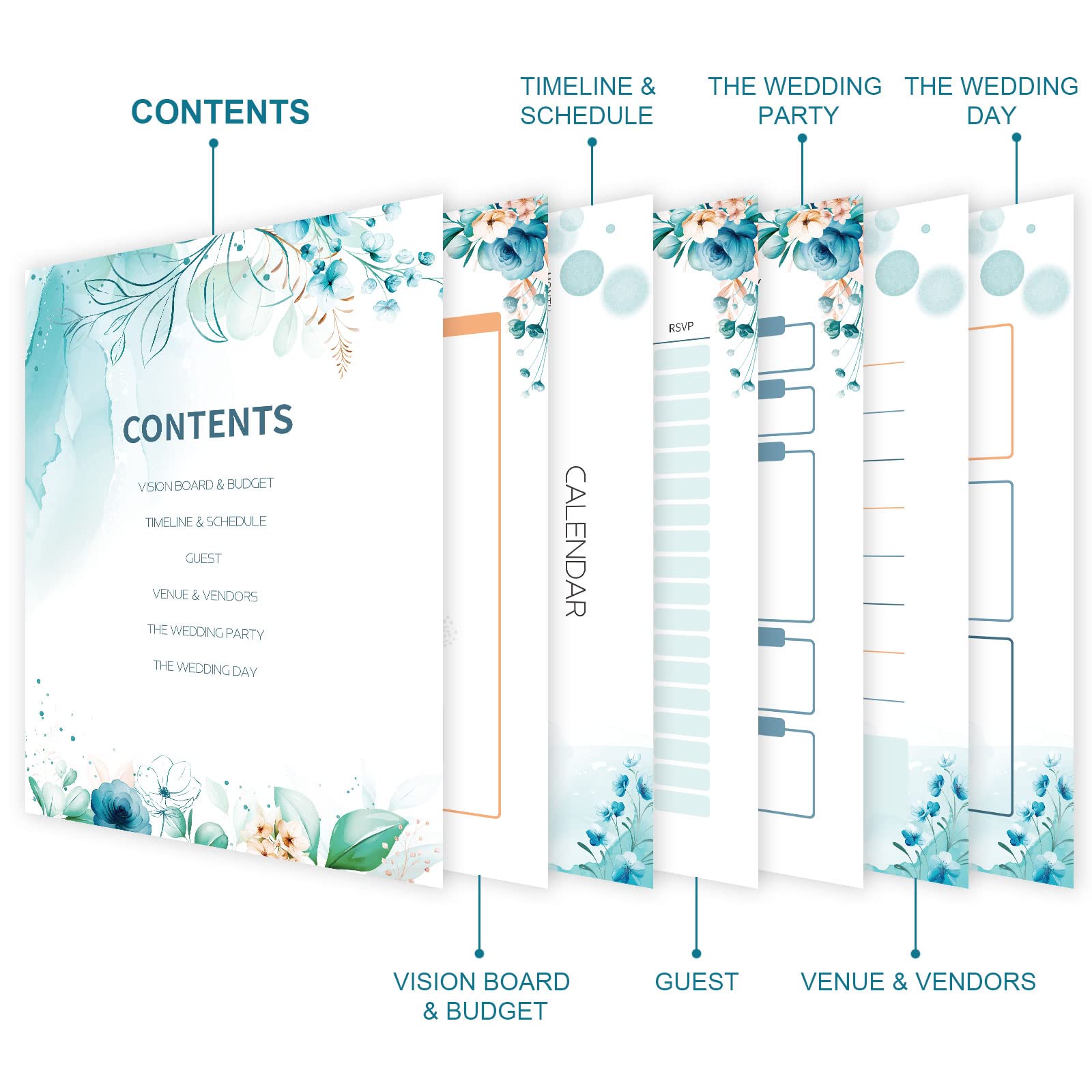 Wedding Planner Book and Organizer for the Bride, Wedding Planning Binder, Engagement & Fiance Gifts for Her, Bride To Be gifts, Wedding Stickers kit