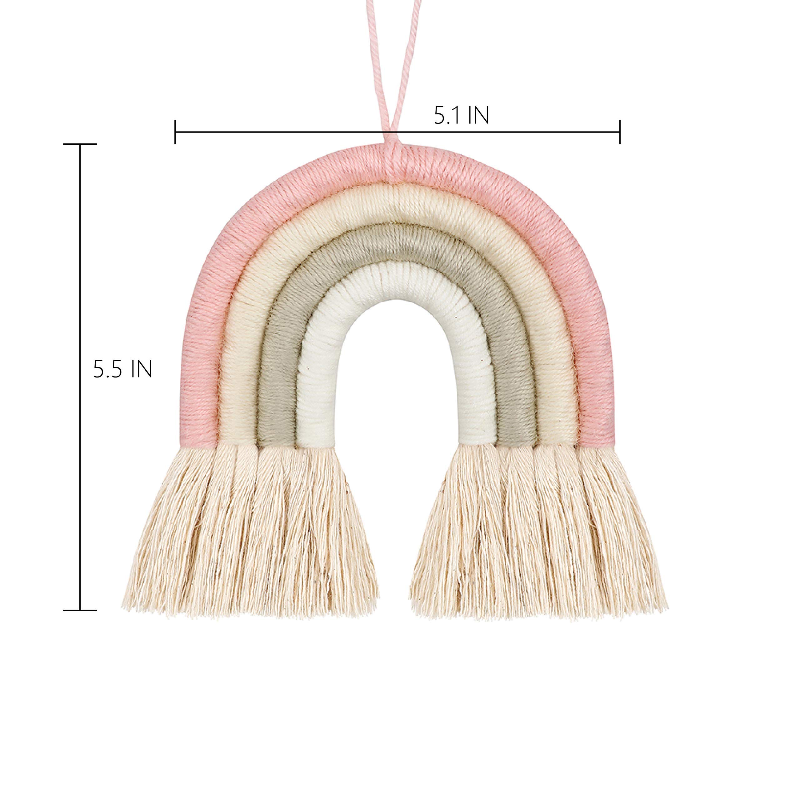 YMVV Rainbow Macrame,Woven Boho Rainbow Wall Hanging with Tassels,Cute Wall Decor for Nursery,Suitable for Festival Ornaments Baby Shower Wedding Pink Rainbow Decor(5.5 x 0.5 x 5)