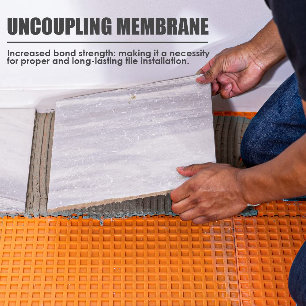 Uncoupling Membrane 1/8” Underlayment – 54 sq. ft. - Waterproofing Tile or Stone Flooring Bathroom, Shower, Sauna, Steam Room Floor – Water Proof & Crack Isolation – Snap Products