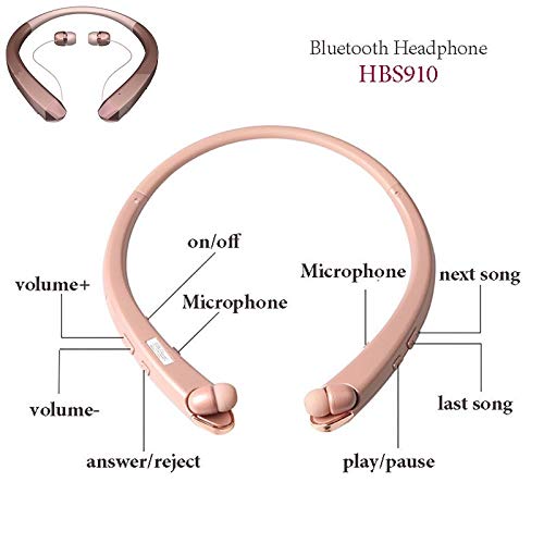 QT S Bluetooth Headset, Lightweight Retractable for Neckband Bluetooth Headphones for Sports Exercise Home & Office, Noise Cancelling Stereo Neckband Wireless Headset Talk 9-10 Hours