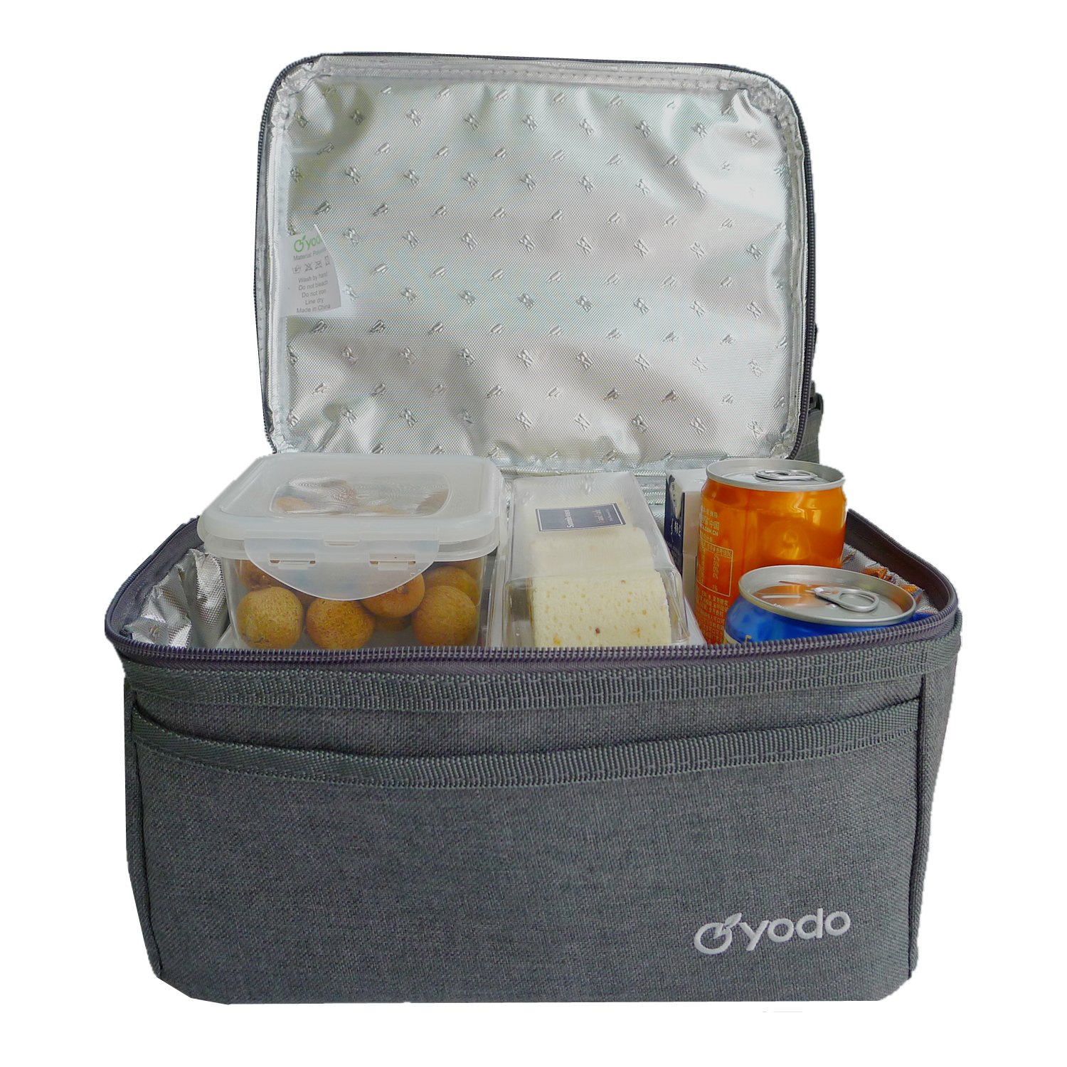 yodo Large Lunch Bag Double Layer Cooler Tote Bag for Adult Women and Men - Idea for Beach, Picnics, Road Trip, Meal Prep, Everyday Lunch to Work, Gray