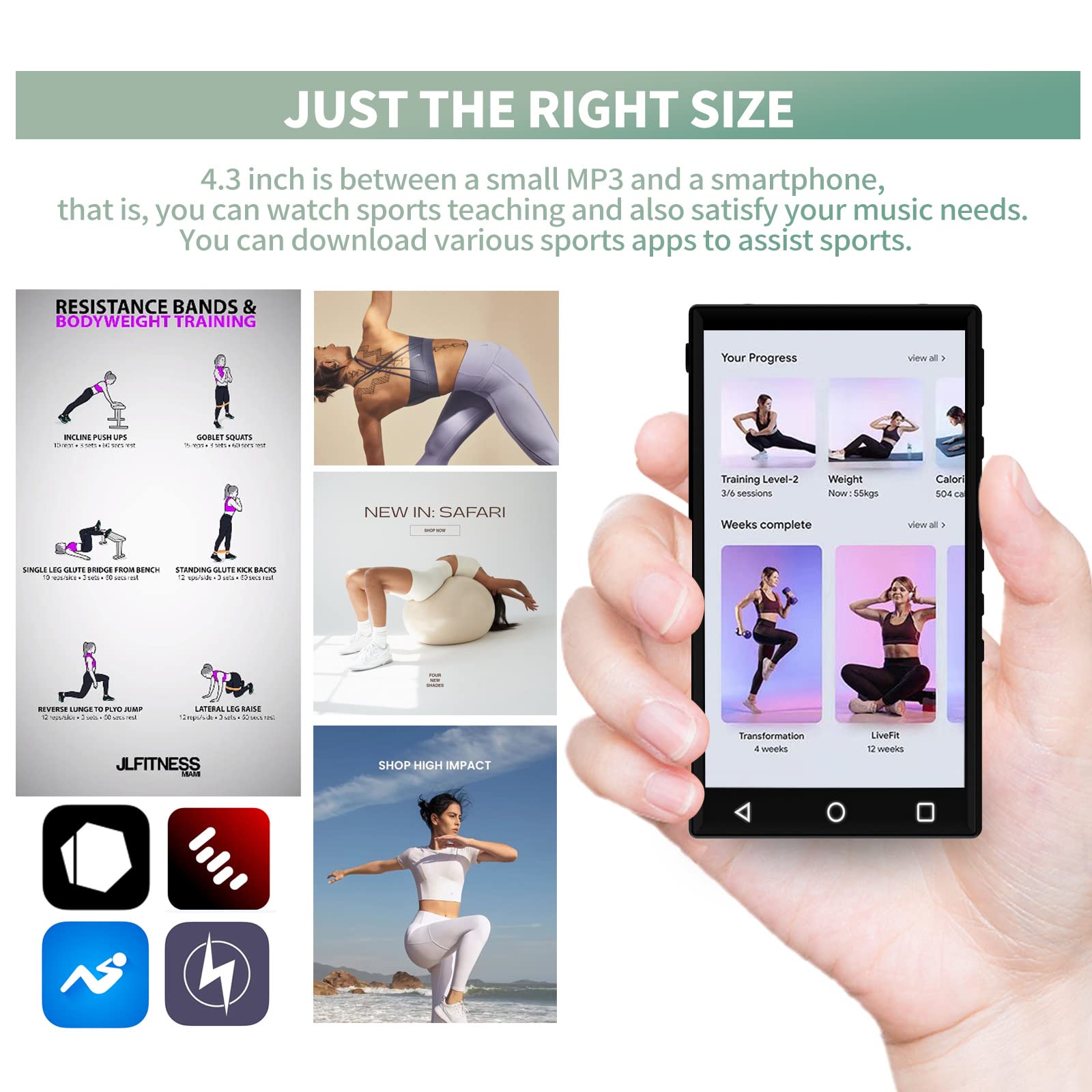 YFFIZQ 144GB Android9.0 MP3 Player with Bluetooth and WiFi,4.3"1080P Full Touch Screen MP4 Player with Spotify,Portable HIFI Sound MP3 Player with speaker,Support Online Streaming Music & Google Play