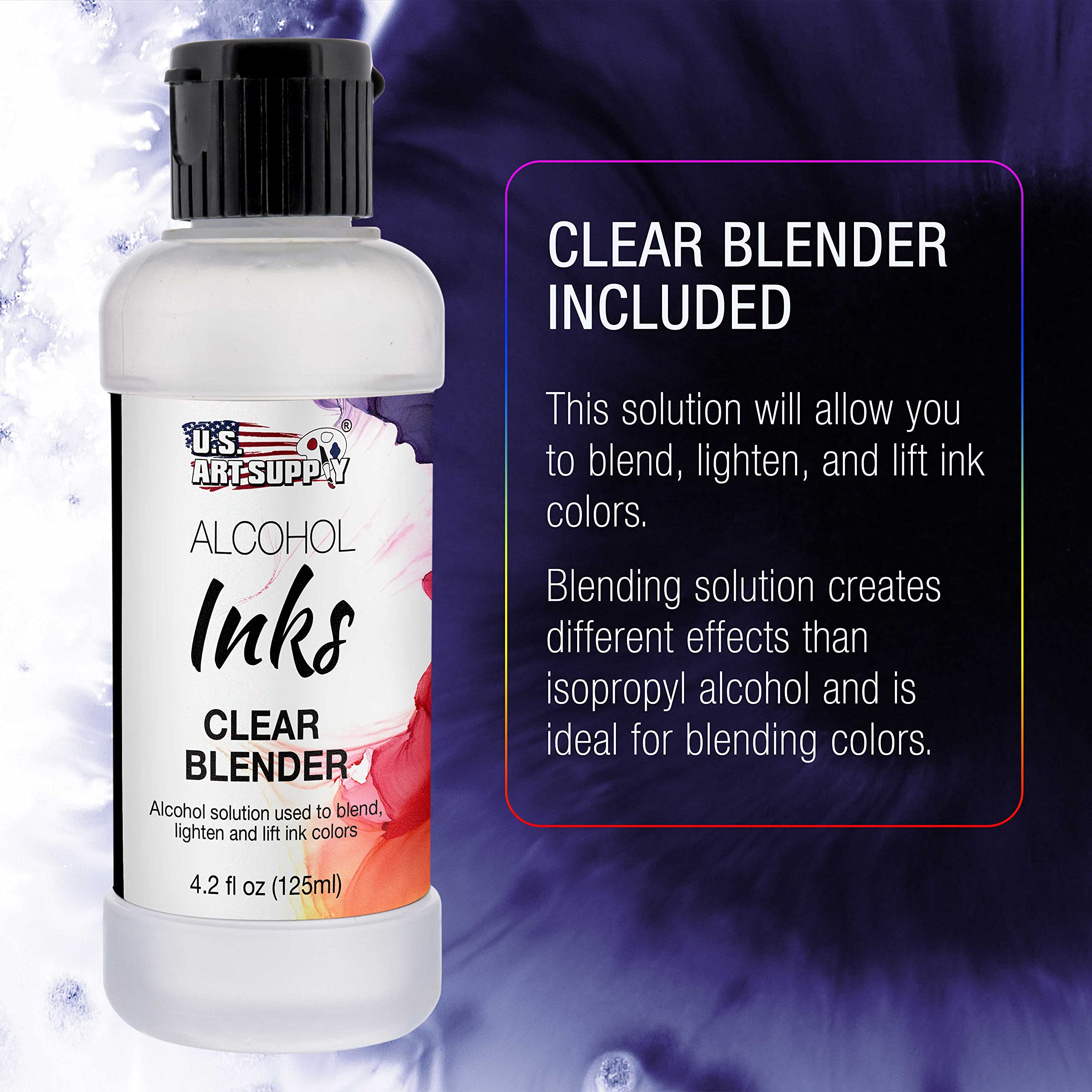 U.S. Art Supply 48 Color Alcohol Ink Set - Huge 30ml Triple Sized 1-oz Bottles - includes 4-oz Blender & 30 Swabs - Vibrant Highly Concentrated Pigment Dye Paint for Epoxy Resin Art Painting & Crafts
