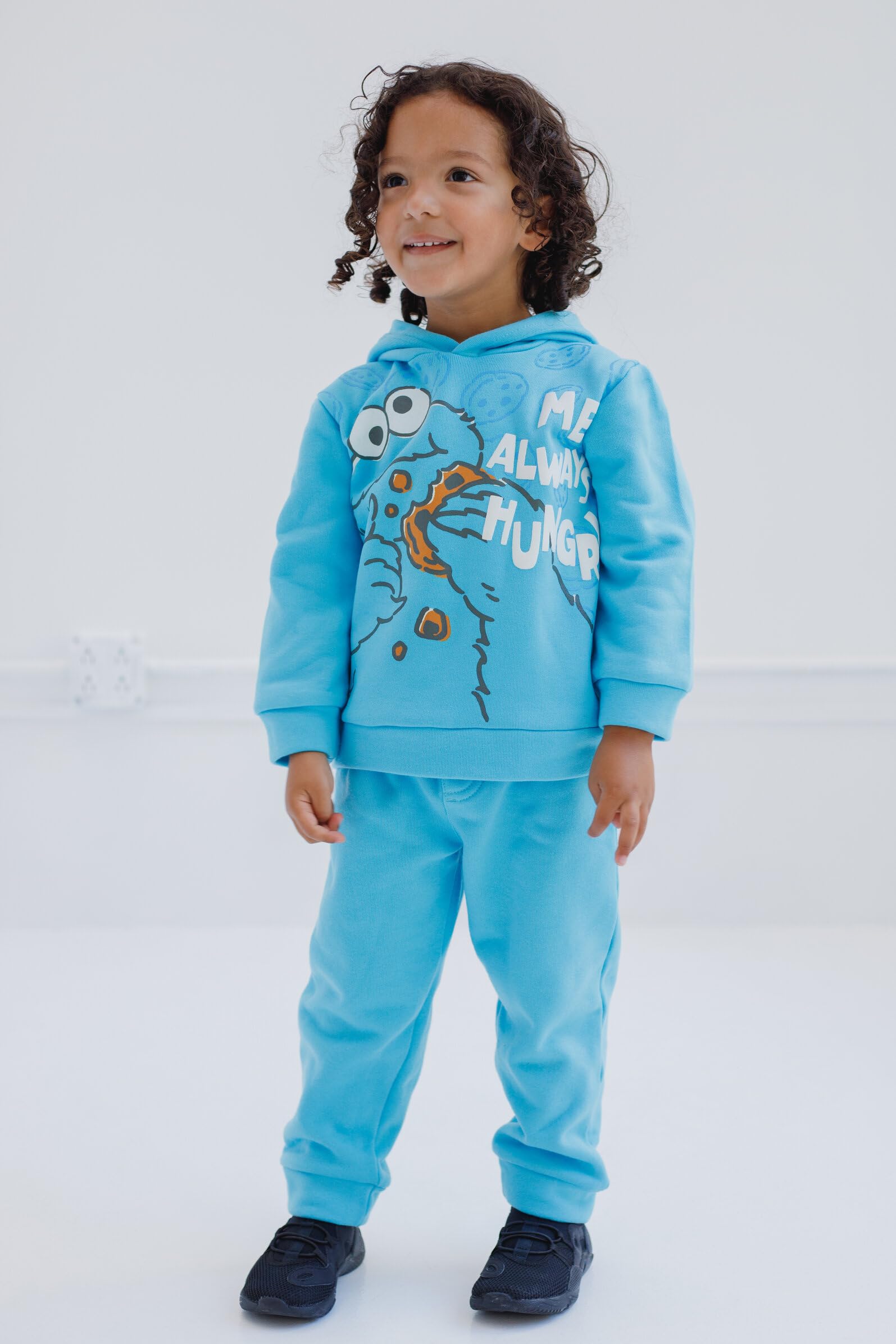 Sesame Street Cookie Monster Toddler Boys Fleece Pullover Hoodie and Pants Outfit Set Blue 3T