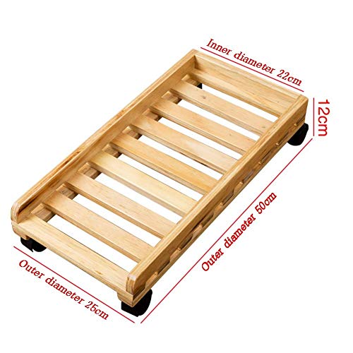 YGCBL Multifunction Portable Hand Trucks,Trolleywood Platform Dolly Transport Roller Wooden Movable Lightweight Computer Holder Moisture Proof with Brake Guardrail, 70Kg Capacity,Yellow,50X25X12Cm
