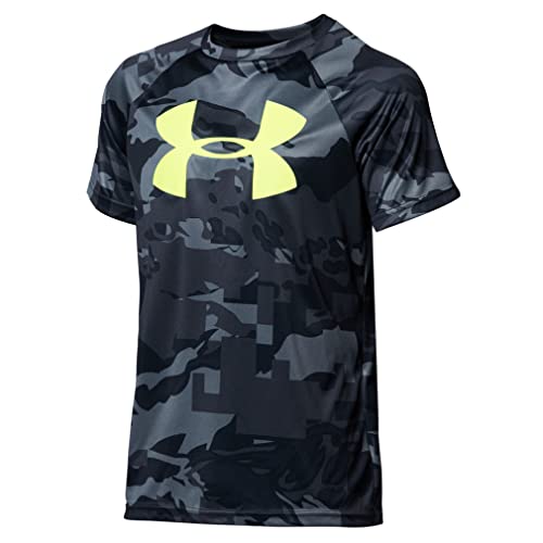 Under Armour Boys Tech Big Logo Printed Short-Sleeve T-Shirt , Black (002)/White , Small