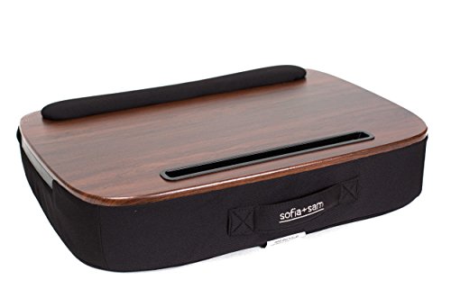 Sofia + Sam Multi Tasking Lap Desk with Memory Foam Cushion | Wrist Rest Cushion | Fits Laptops Up to 15" | Tablets Up to 9.6" | Smart Phones Up to 3.5" | Brown | Wood Top | Computer Lap Tray
