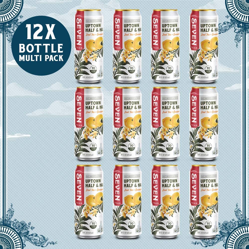SevenTeas Uptown Half & Half Iced Tea and Lemonade, 16 OZ (Pack of 12 Cans), Organic Iced Tea
