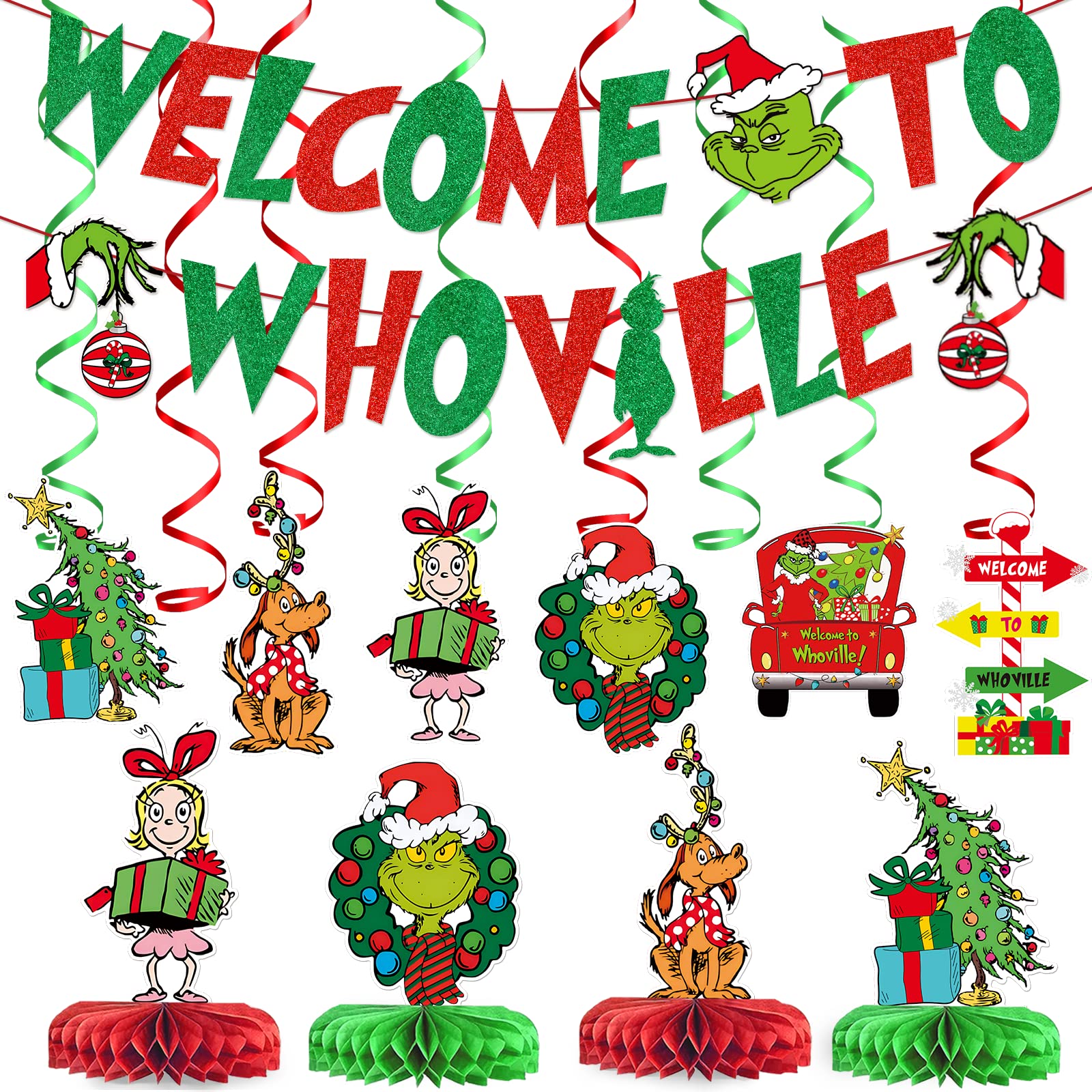 Whoville Christmas Decorations Whoville Decorations Welcome to Whoville Banner The Christmas Decorations Party Supplies Christmas Grieen Birthday Party Decorations